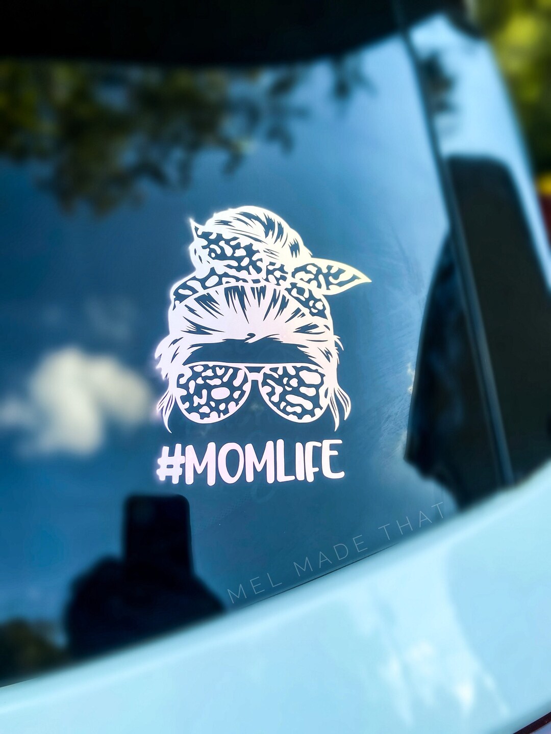 MOMLIFE Leopard Print/mom Bun - Holographic Vinyl DECAL - Etsy