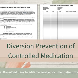 Controlled Medication Monitoring Form & Policy | Diversion Prevention ...