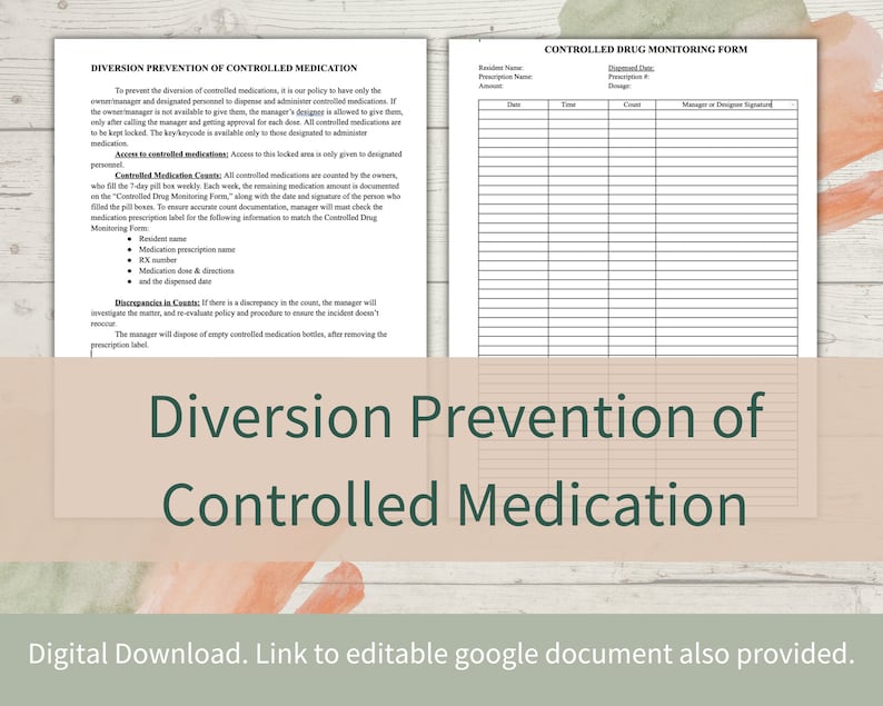 Controlled Medication Monitoring Form & Policy | Diversion Prevention ...