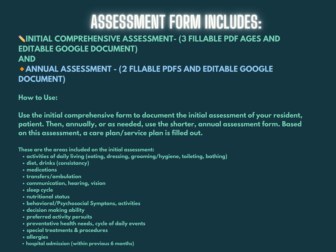 Initial Comprehensive & Annual/as Needed Resident/patient Assessment ...