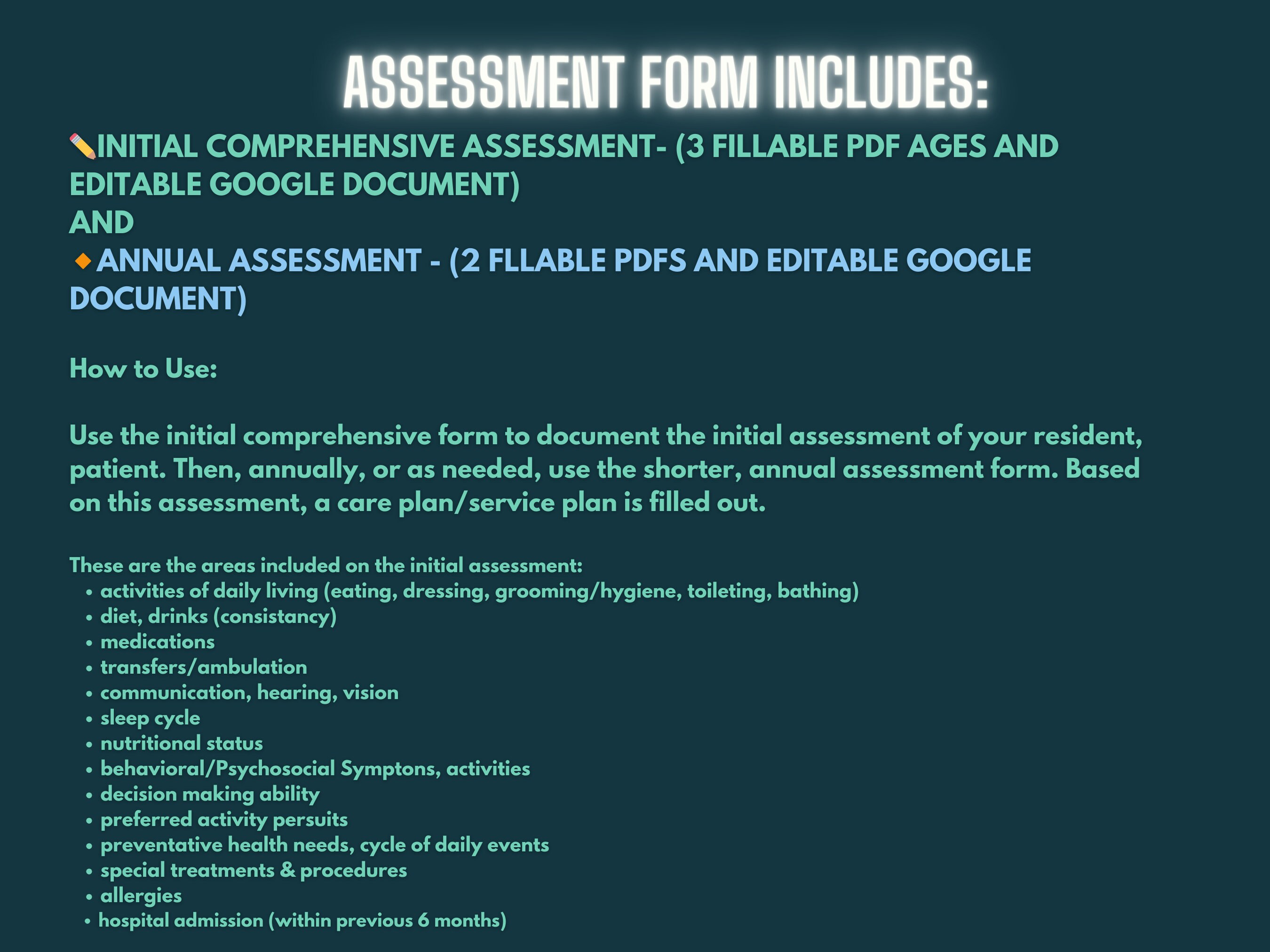 Initial Comprehensive & Annual/As Needed Resident/Patient Assessment ...