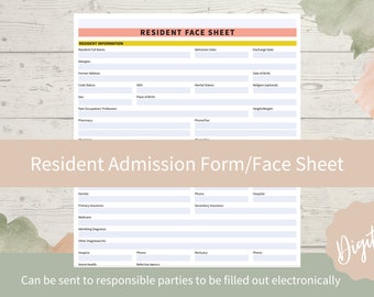 Resident Face Sheet - Etsy