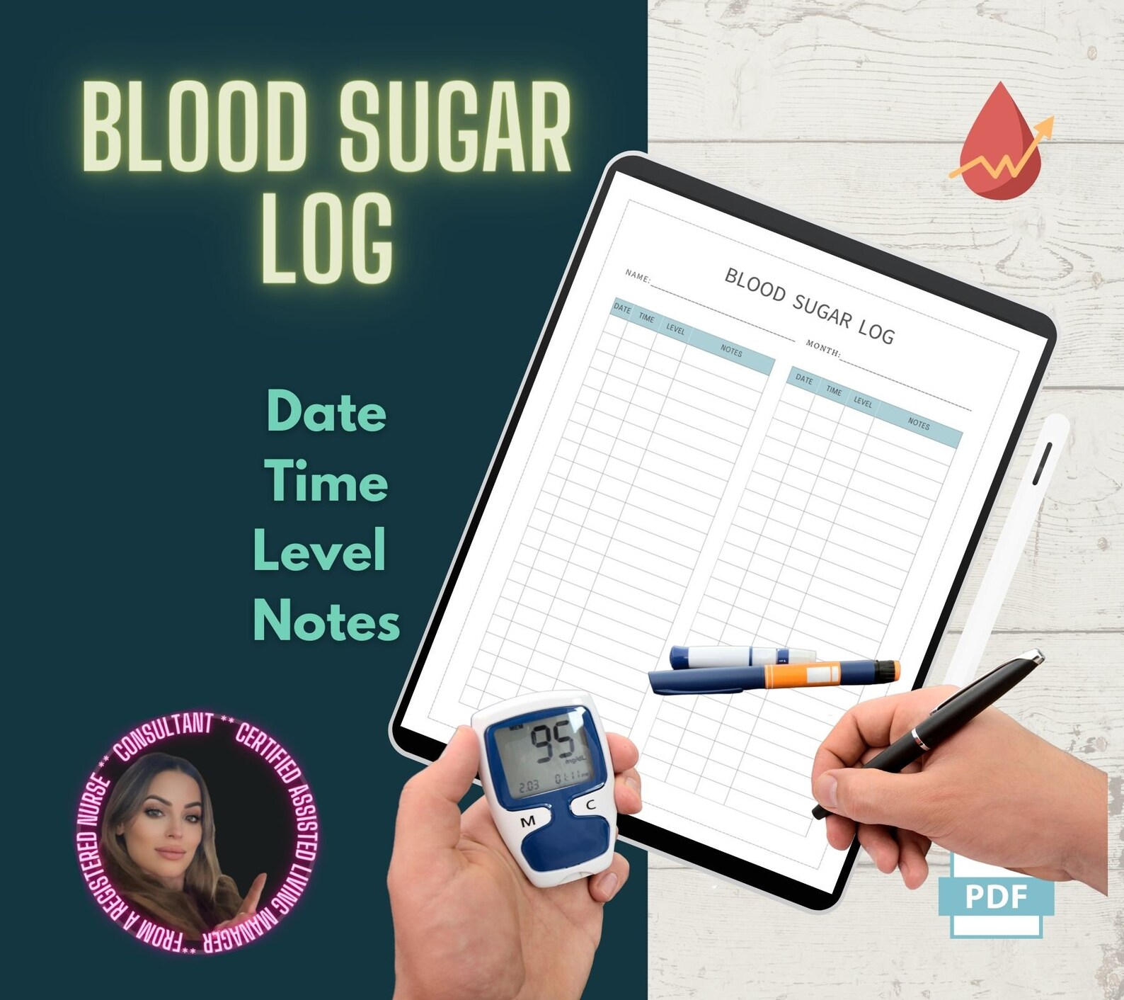 Diabetes Blood Sugar Log - Glucose Tracker Journal for Health ...