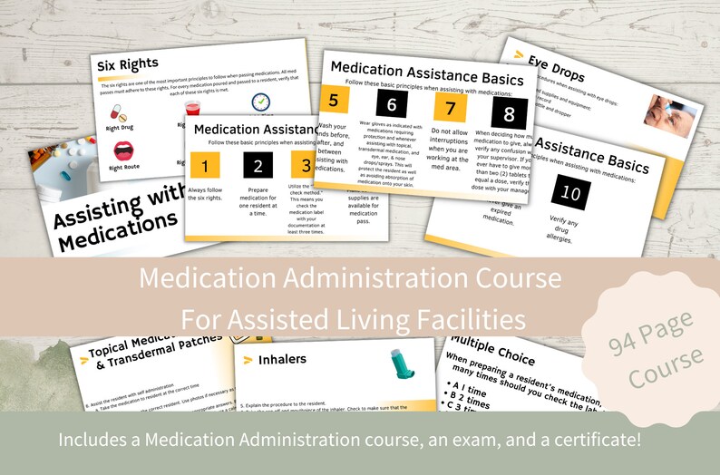 Medication Administration in Assisted Living Facilities Course - Etsy
