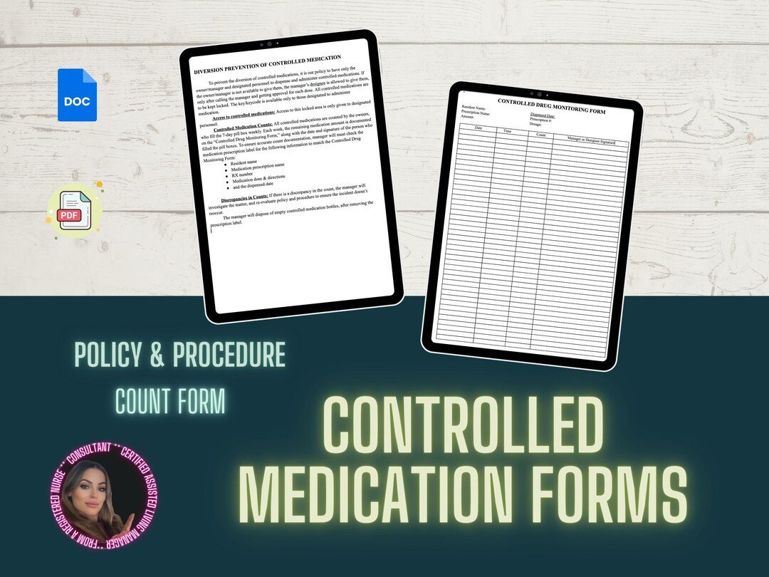 Controlled Medication Monitoring Form & Policy | Diversion Prevention ...