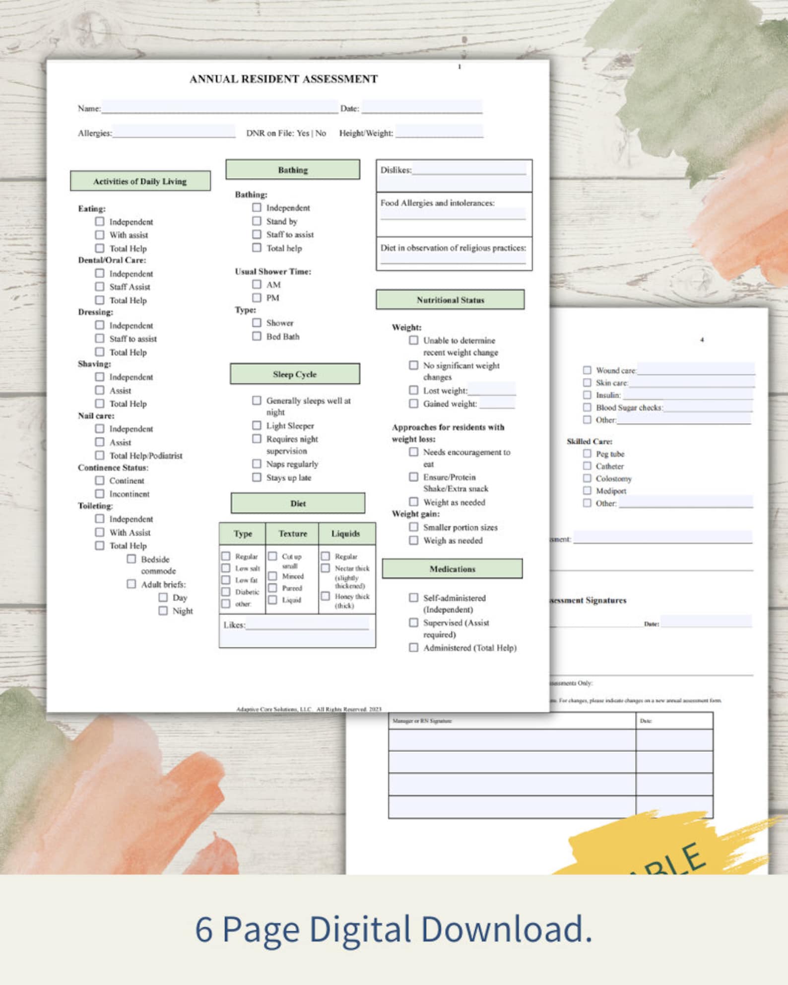 Comprehensive Resident Assessment and Annual Resident Forms - Etsy