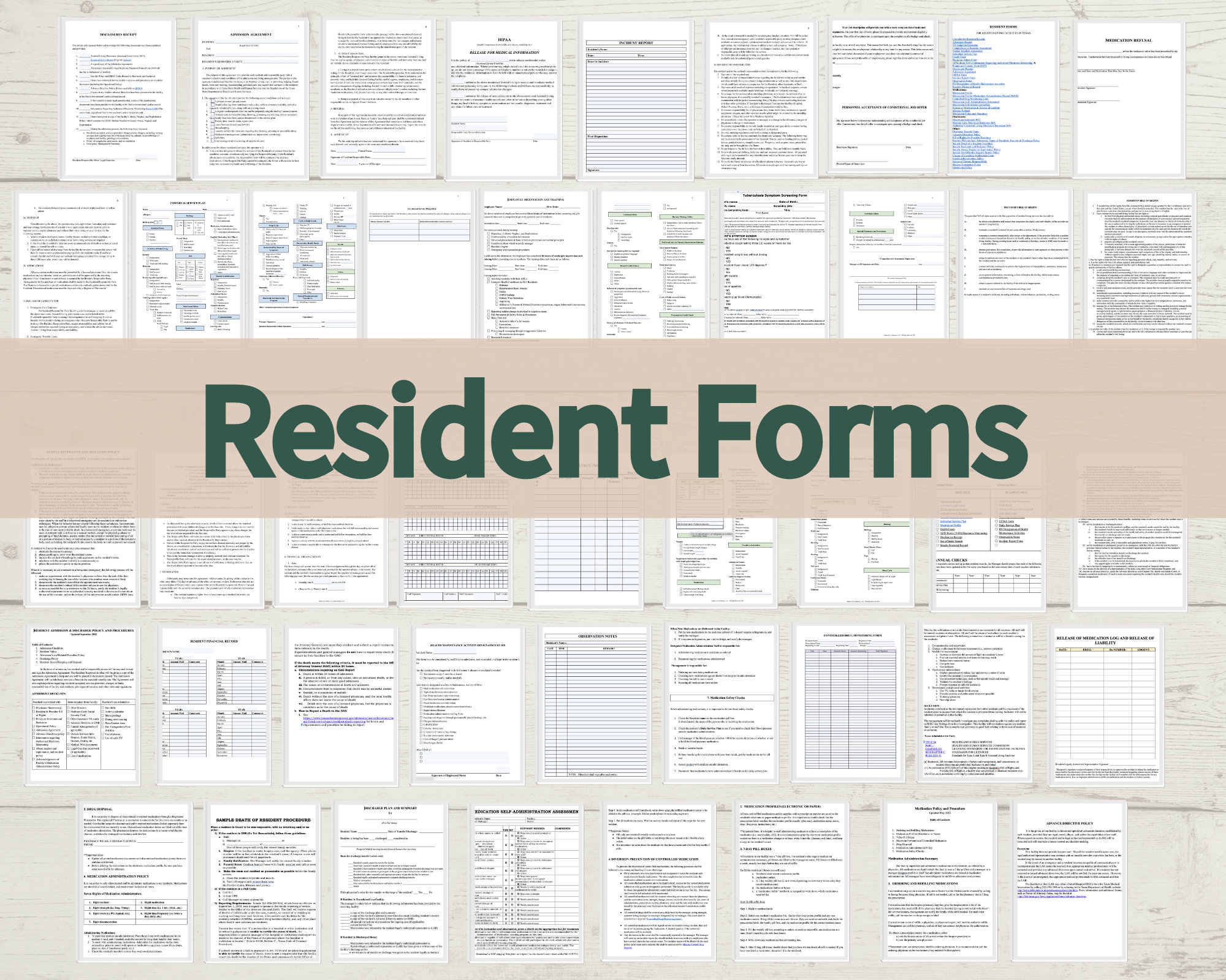 Comprehensive Resident Forms Kit | Assisted Living Facility Texas ...