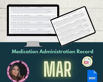 MAR Medication Administration Record Printable Template2 PDF Pharmacy ...