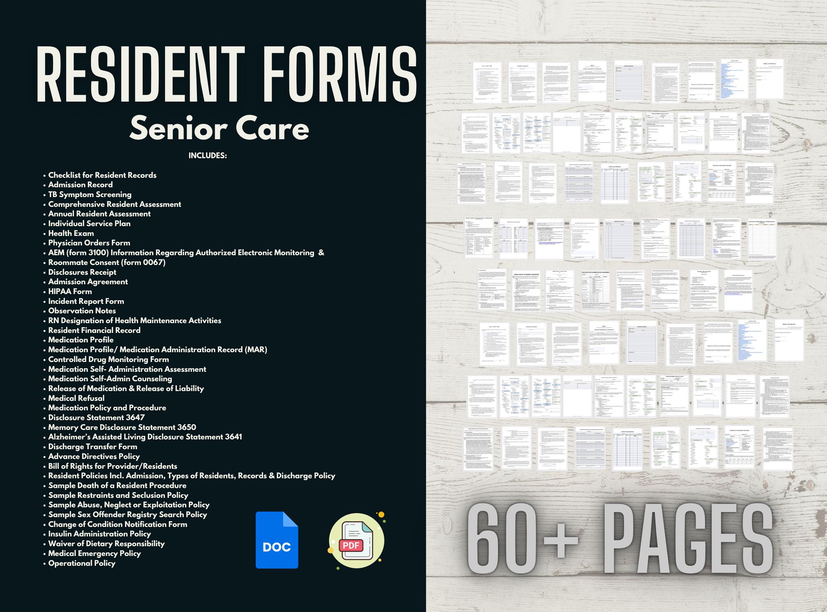 Resident Forms for Assisted Living Facilities and Residential Care ...