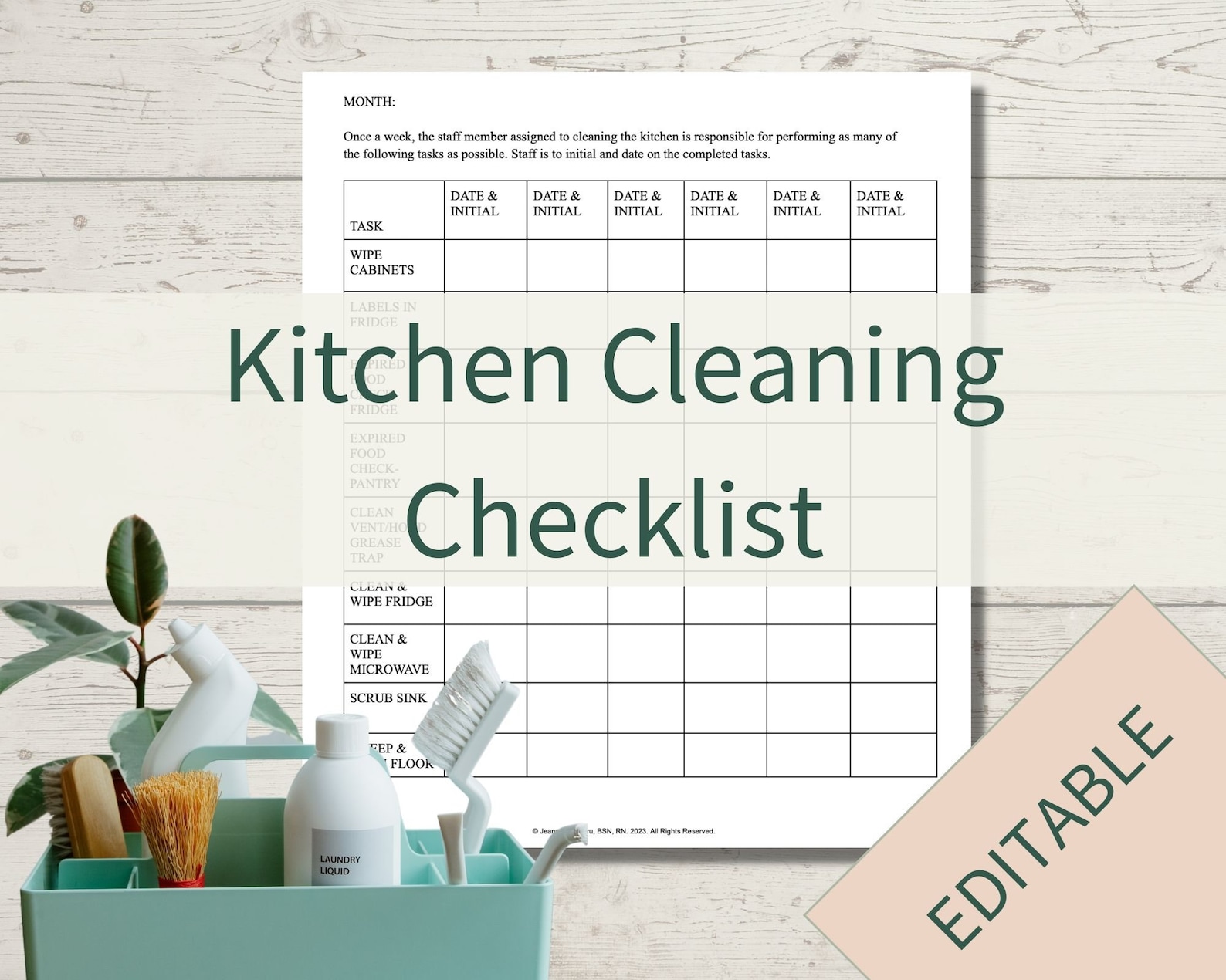 Kitchen Cleaning Checklist | to Do List | Monthly Tracker - Etsy