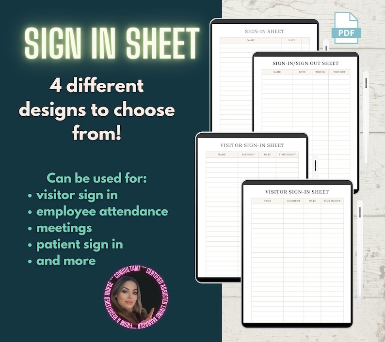 Professional Sign-in Sheets for Effective Tracking - Etsy