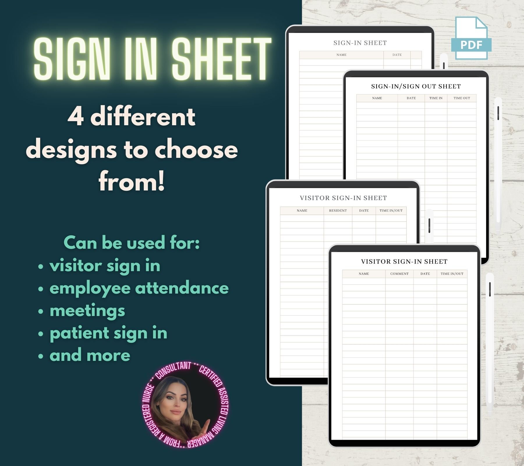 Professional Sign-in Sheets for Effective Tracking - Etsy