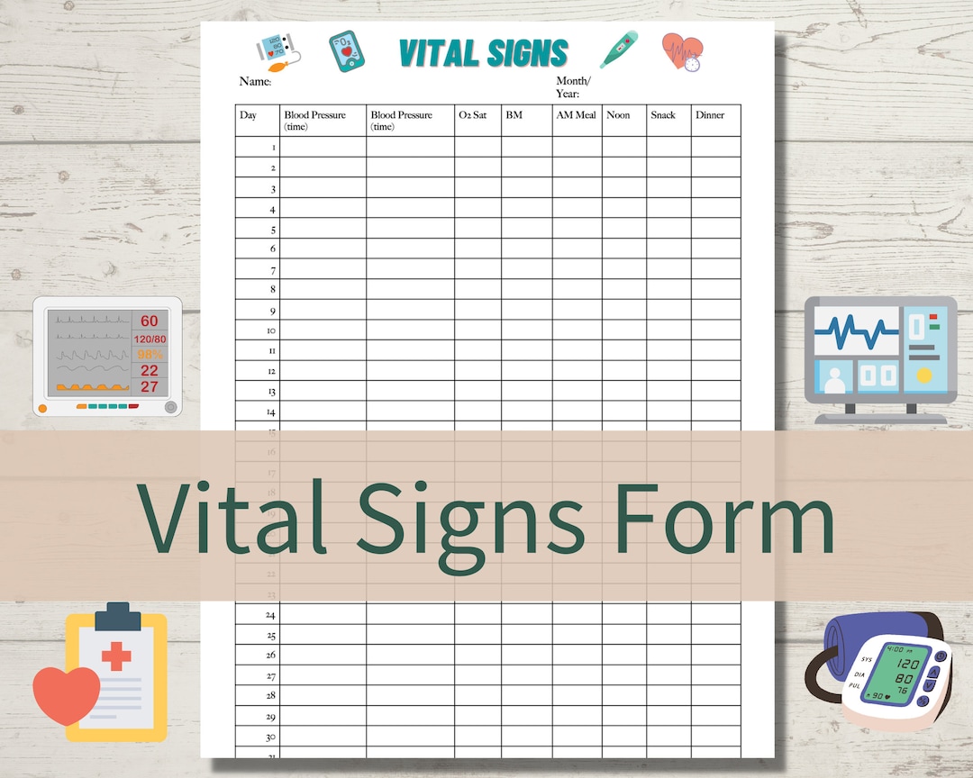 Vital Sign Sheet - Etsy
