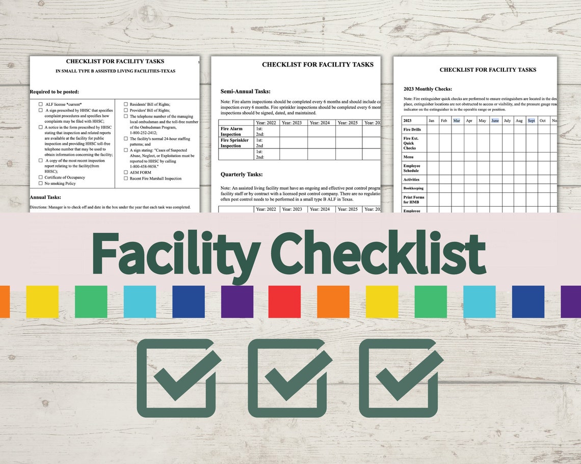 Assisted Living Facility Checklist | to Do List | Annual | Semiannual ...