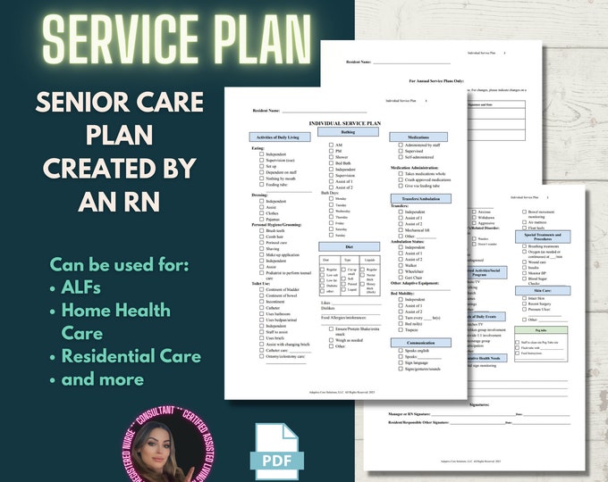 Personalized Service Plan for Assisted Living Facility Residents ...
