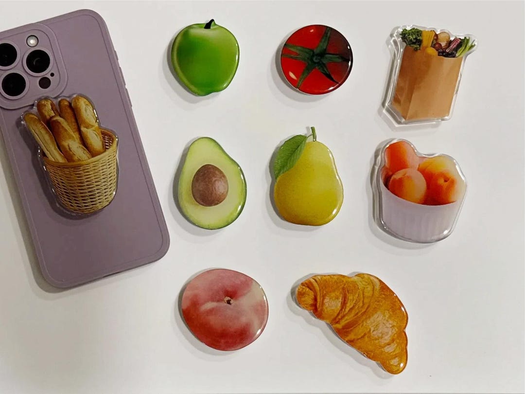 Fruit & Bread Phone Grip | Whimsical Universal Fit Phone Holder - Etsy