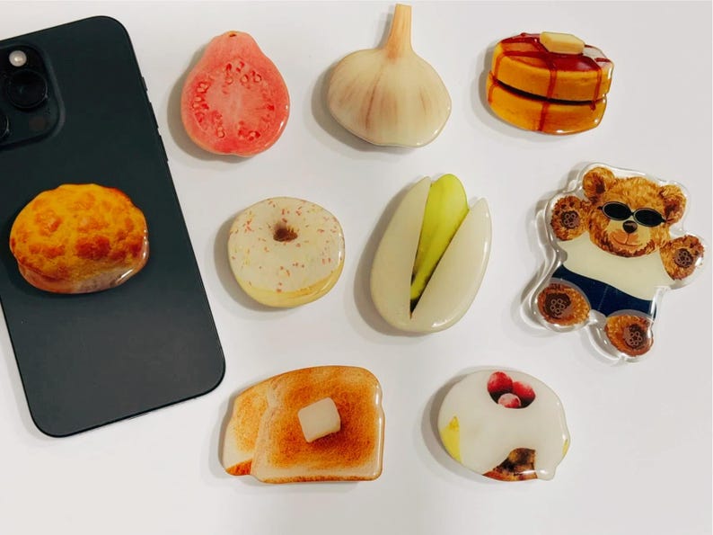 Food-themed Phone Grip | Whimsical Bread and More Universal Fit Phone ...