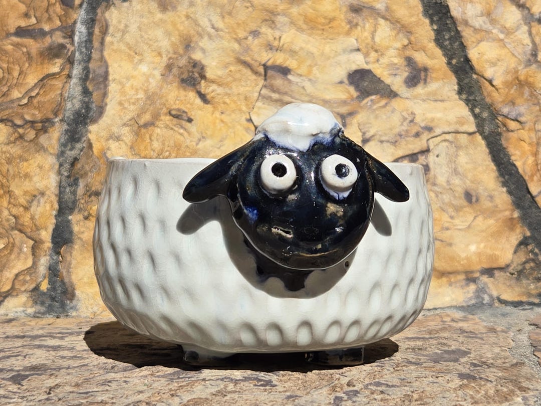 Rustic Farmhouse Sheep Bowl With Lid Ceramic Serving Dish Country ...