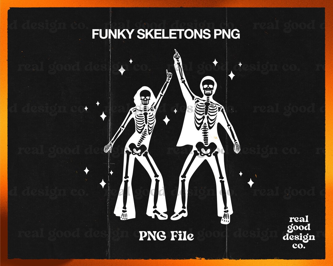 Funky Skeletons PNG Halloween PNG 70's Halloween Retro - Etsy