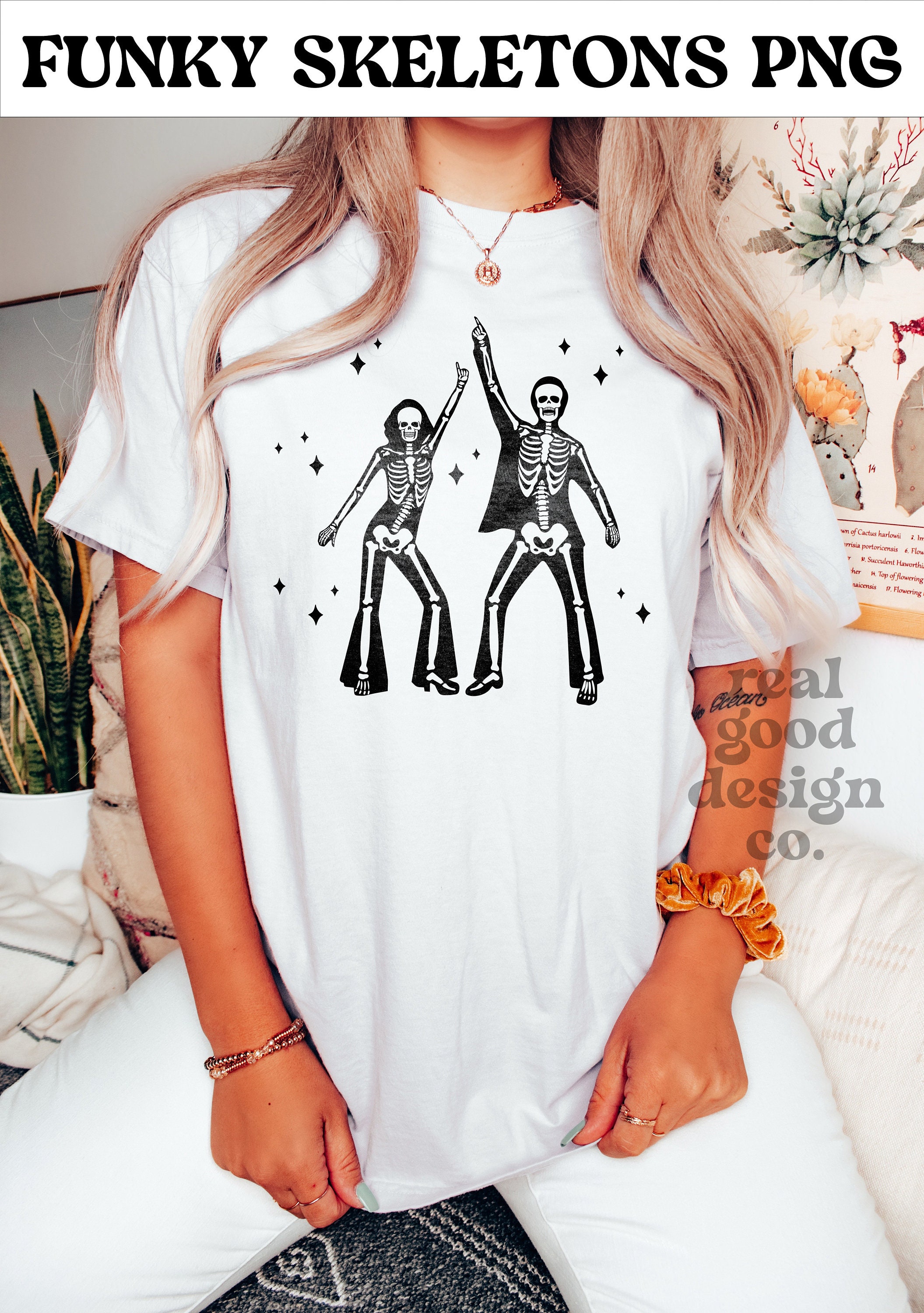 Funky Skeletons PNG Halloween PNG 70's Halloween Retro - Etsy