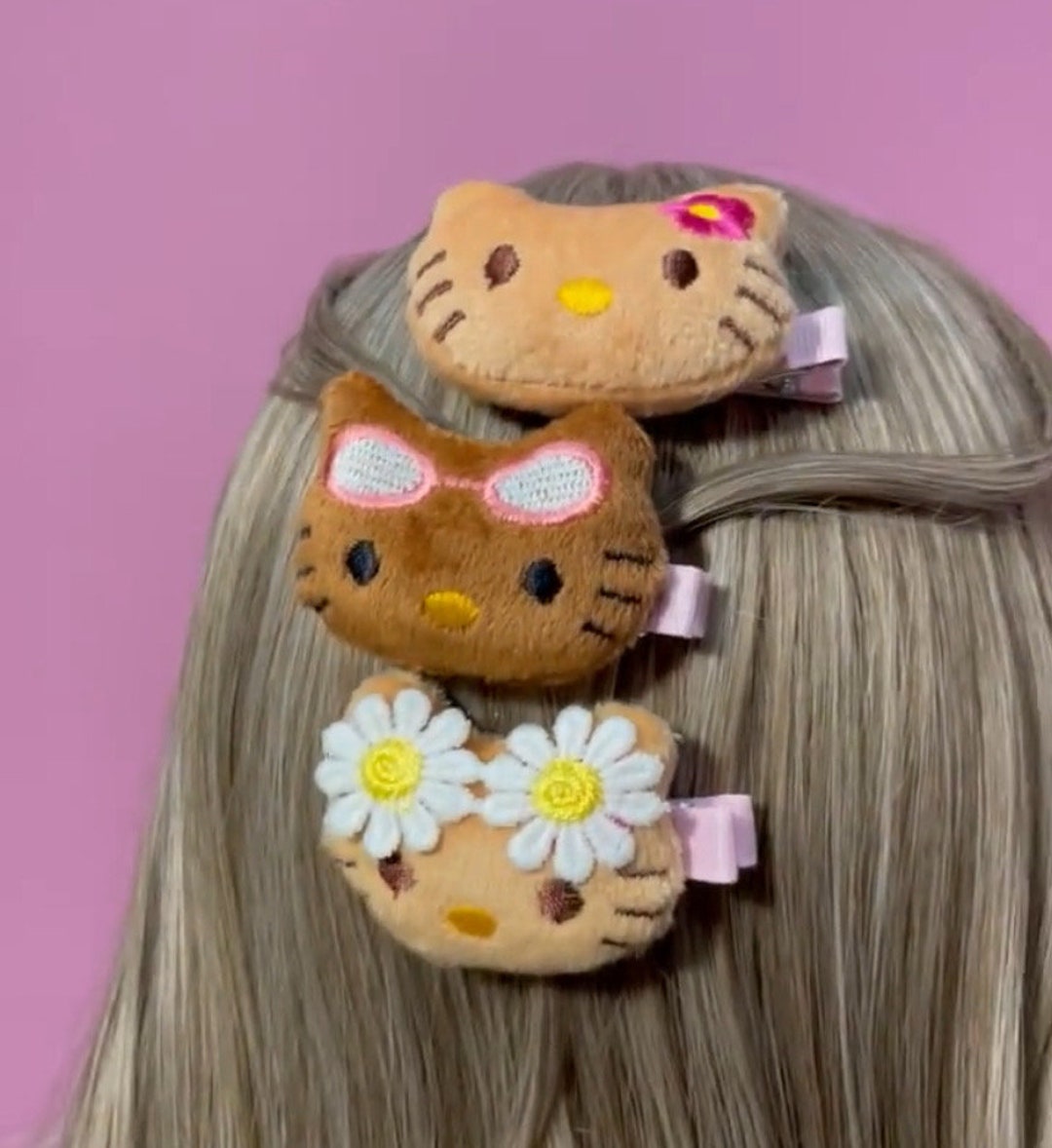 Sanrio Mini Plush Hair Clip / Tanned Hello Kitty kuromi Accessories ...