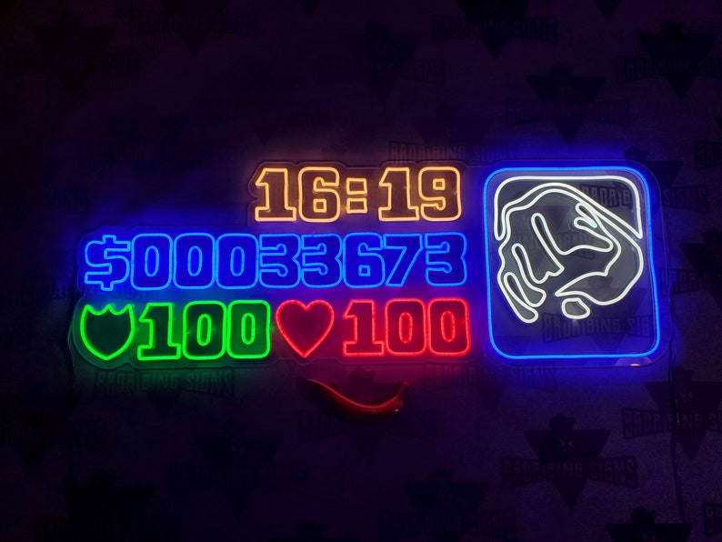 HUGE 45 Multicolor Grand Theft Auto Healh Bar Inspired Neon LED Art ...