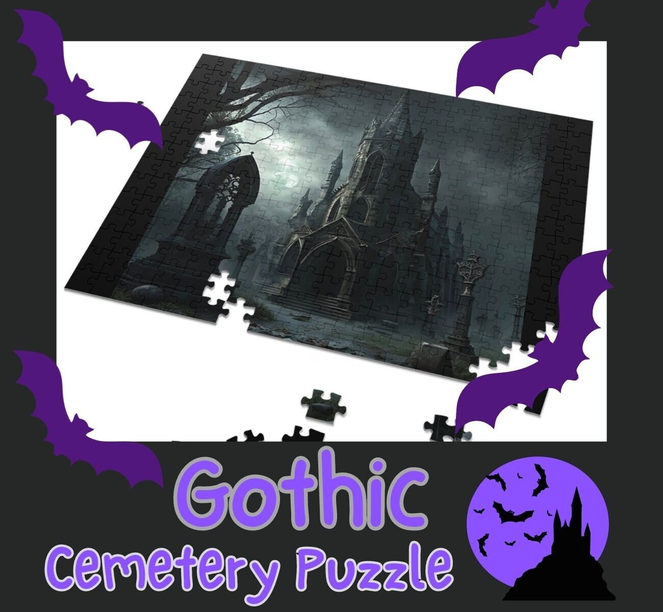 Cemetery Jigsaw Puzzle Goth Table Game Spooky Puzzle Goth - Etsy