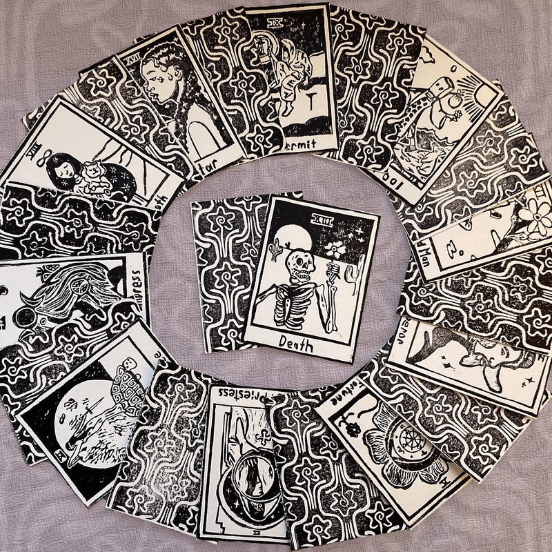 Tarot Card Deck Linocut - Etsy