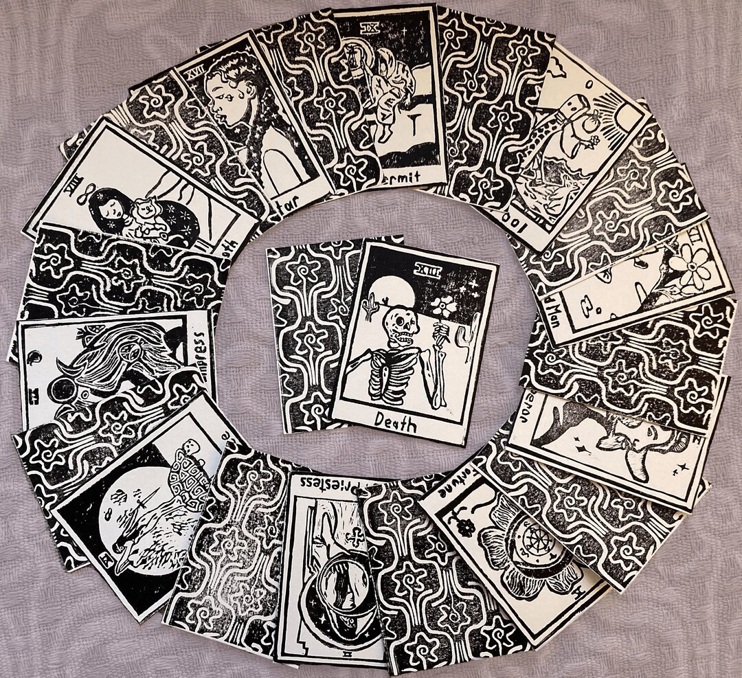 Trippy Tuesday Tarot - Handmade Major Arcana Linocut Tarot Deck - Block ...