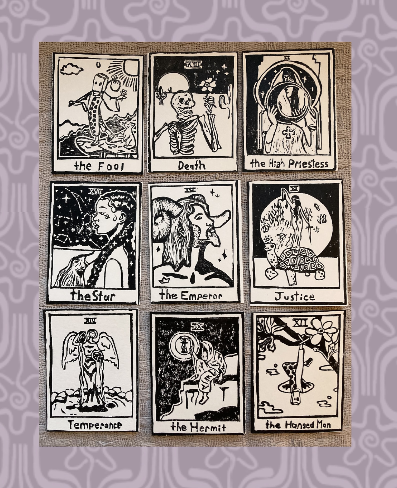 Trippy Tuesday Tarot - Handmade Major Arcana Linocut Tarot Deck - Block ...