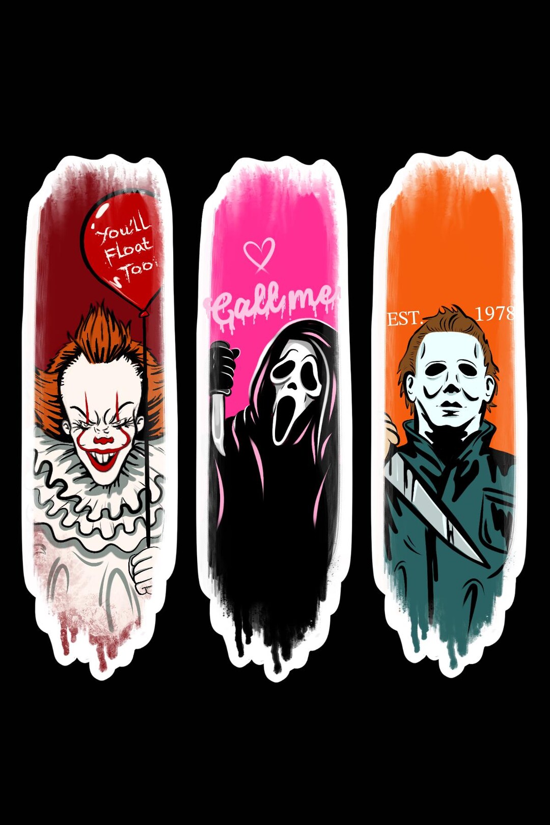 Slashers | Scream | Halloween | It | Horror Movies Die-cut Waterproof ...