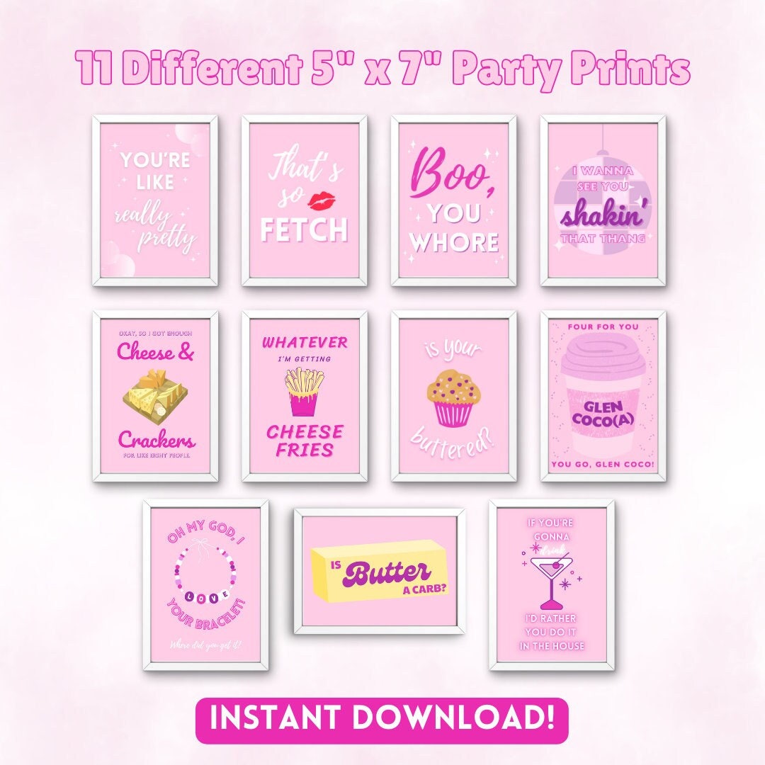 11 Pink Party Poster Bundle | Printable Party Signs | Printable Home ...