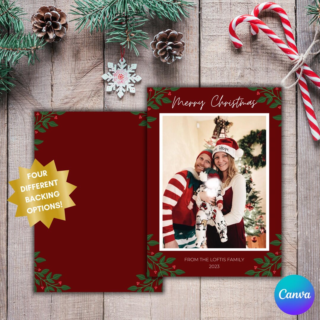 Simple Red Christmas Card Template / Christmas Card Editable Template ...