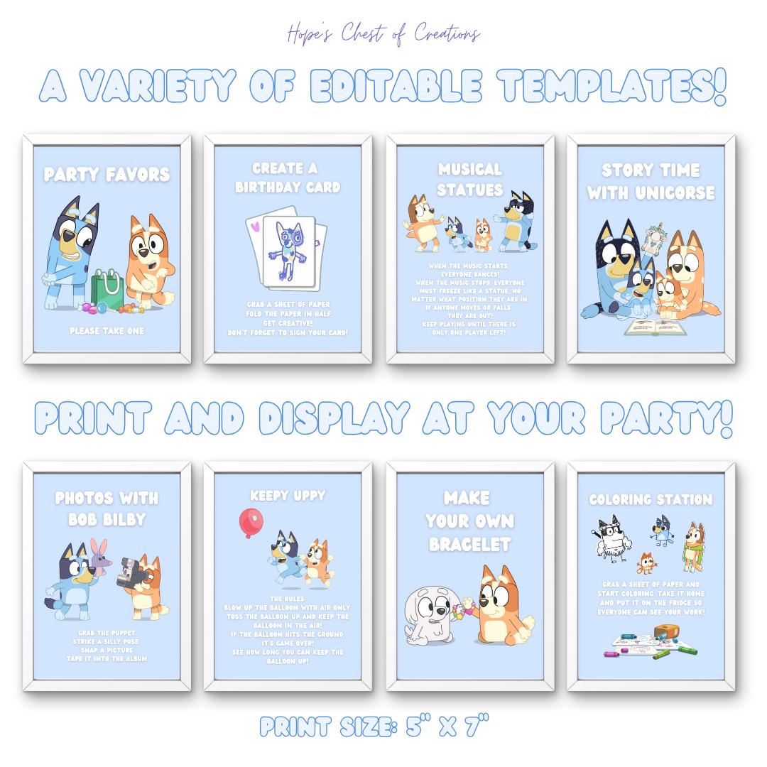 Editable Blue Dog Themed Activity and Game Prints Adoption Certificates ...