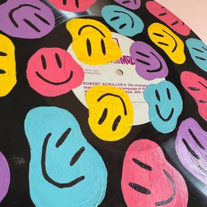 Smiley Face Painting on Vinyl Record - Etsy