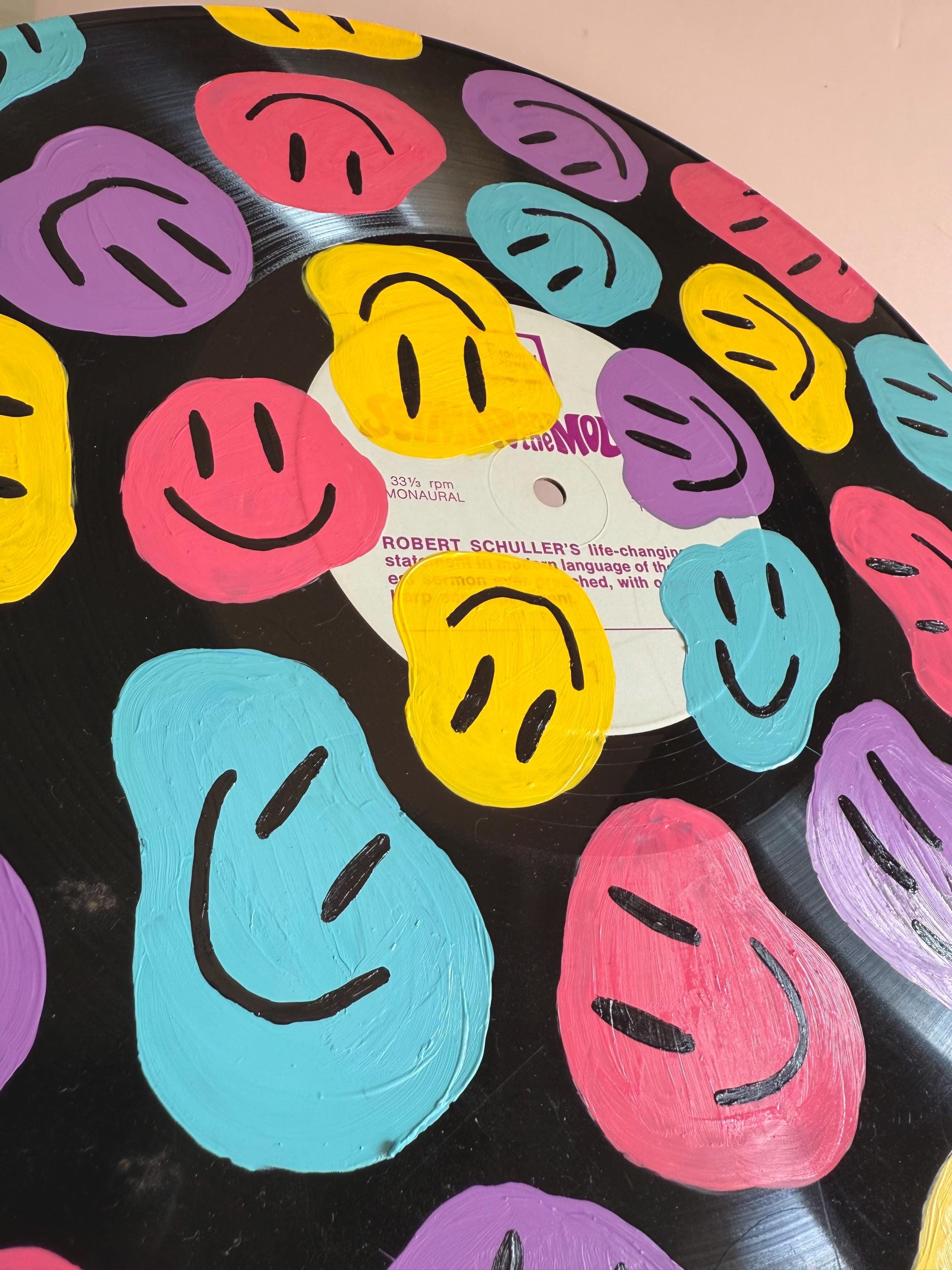 Smiley Face Painting on Vinyl Record - Etsy