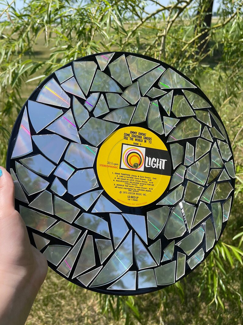 CD Mosaic on Vinyl Record - Etsy