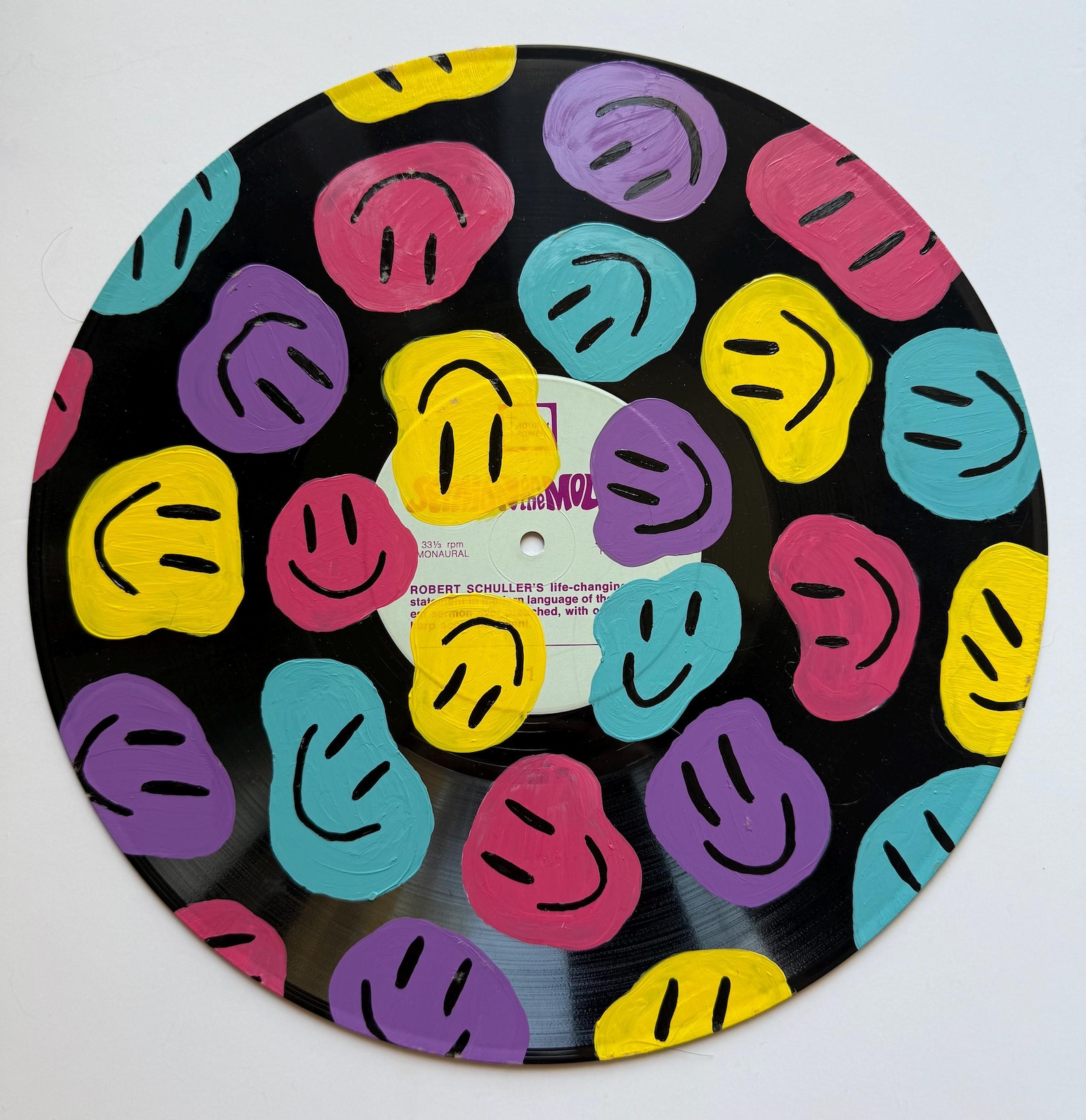 Smiley Face Painting on Vinyl Record - Etsy