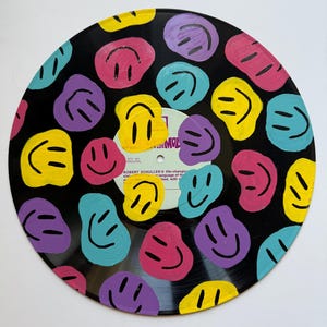 Smiley Face Painting on Vinyl Record - Etsy