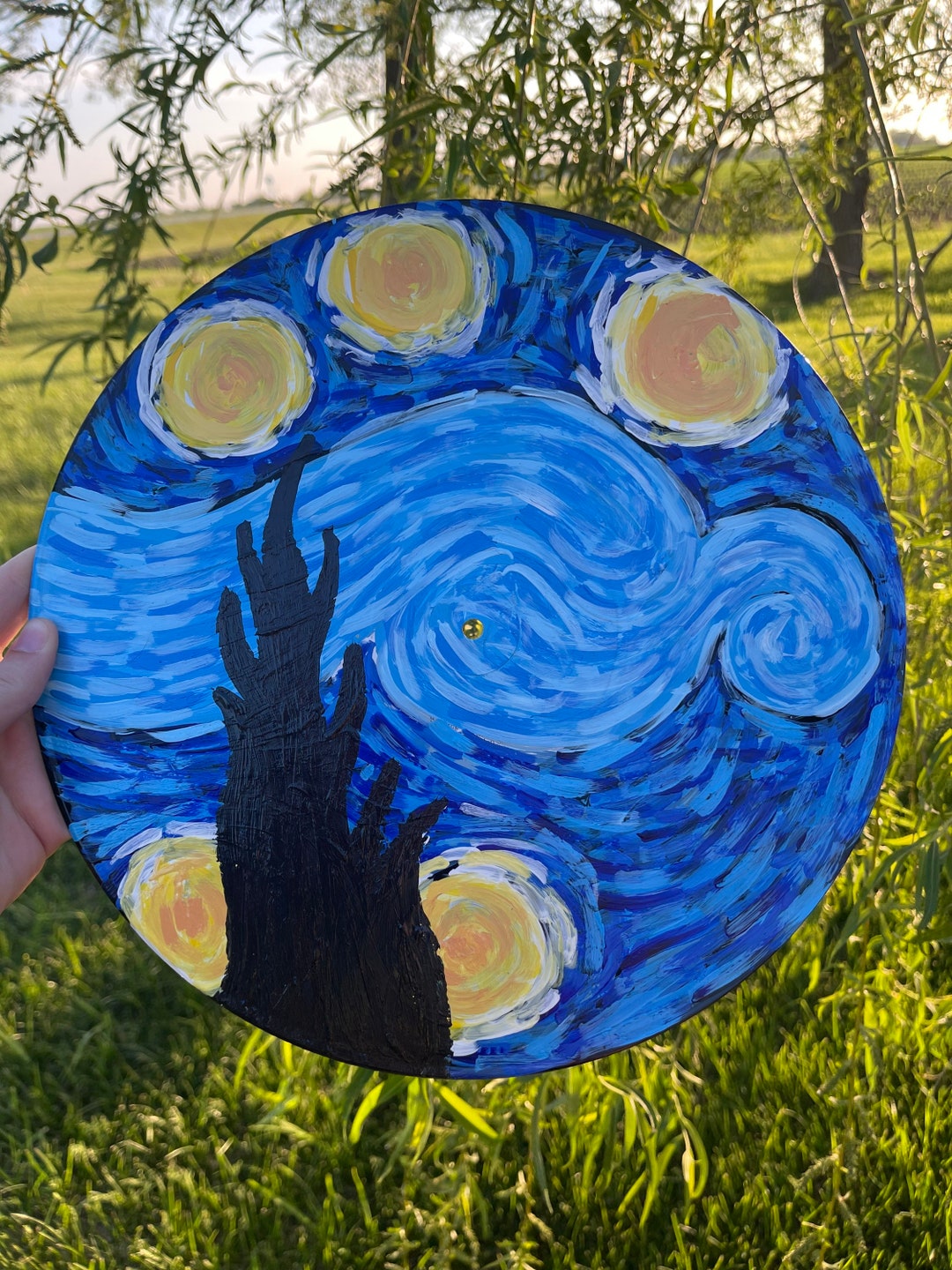 Starry Night Vinyl Record Painting - Etsy