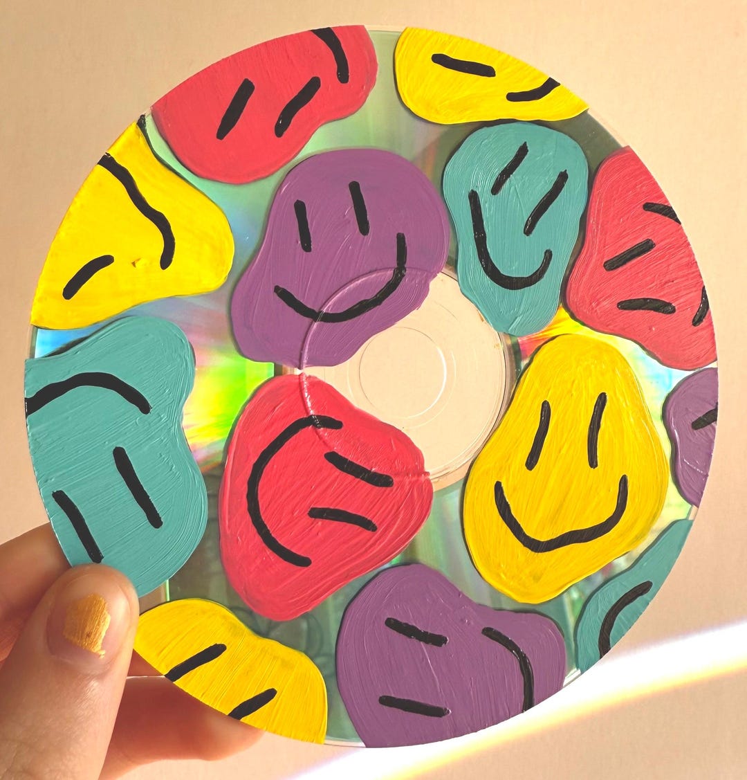 Smiley Face CD Painting - Etsy
