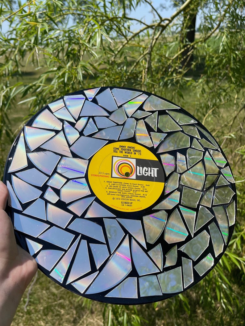 CD Mosaic on Vinyl Record - Etsy