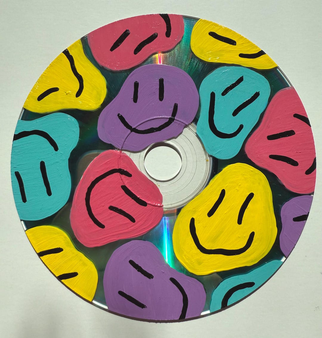 Smiley Face CD Painting - Etsy