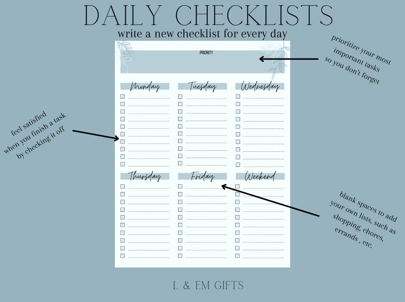 Handmade Printable Daily to Do List, Download, Ready to Print List ...
