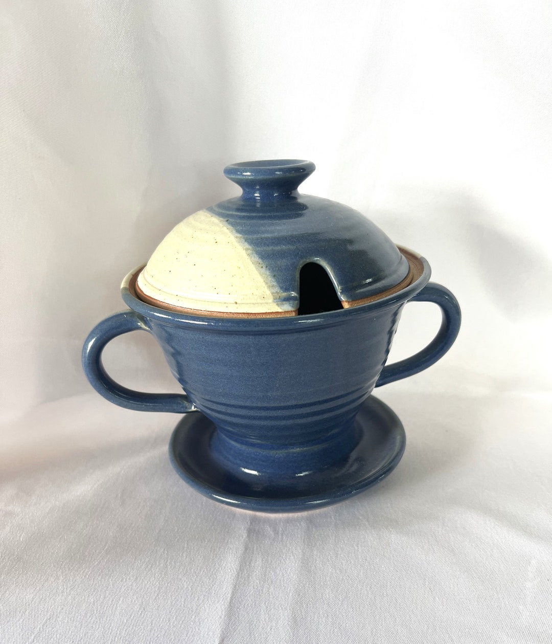 Vintage Studio Art Pottery Blue and White Large Lidded Ceramic Soup ...
