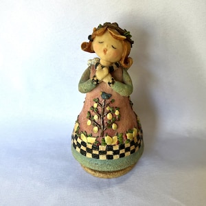 Vintage Spinning Angel Musical Carved Resin Christmas Figurine Debbie ...
