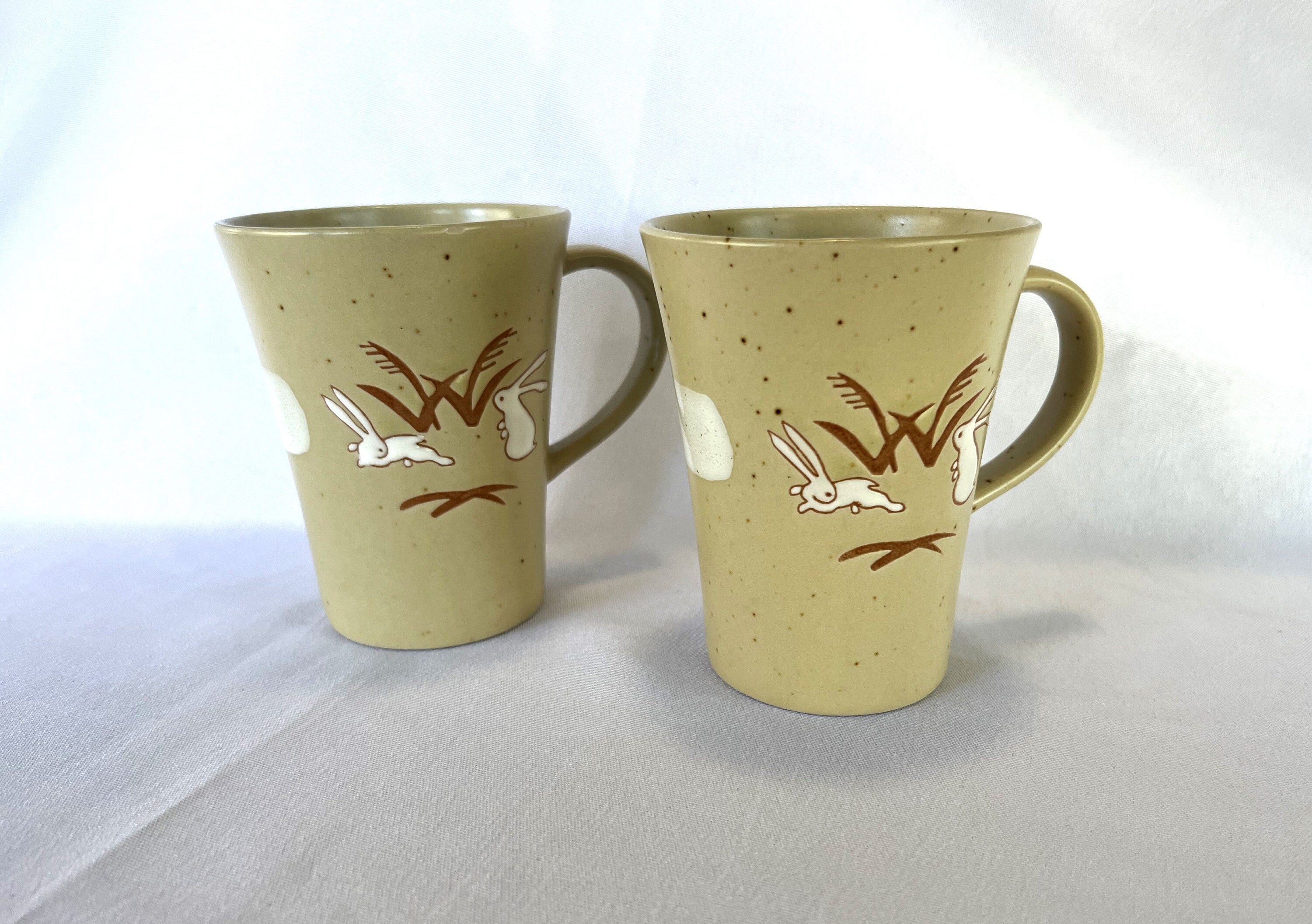 Vintage Bunny Speckled Stoneware Ceramic Rabbit Mugs Set of - Etsy