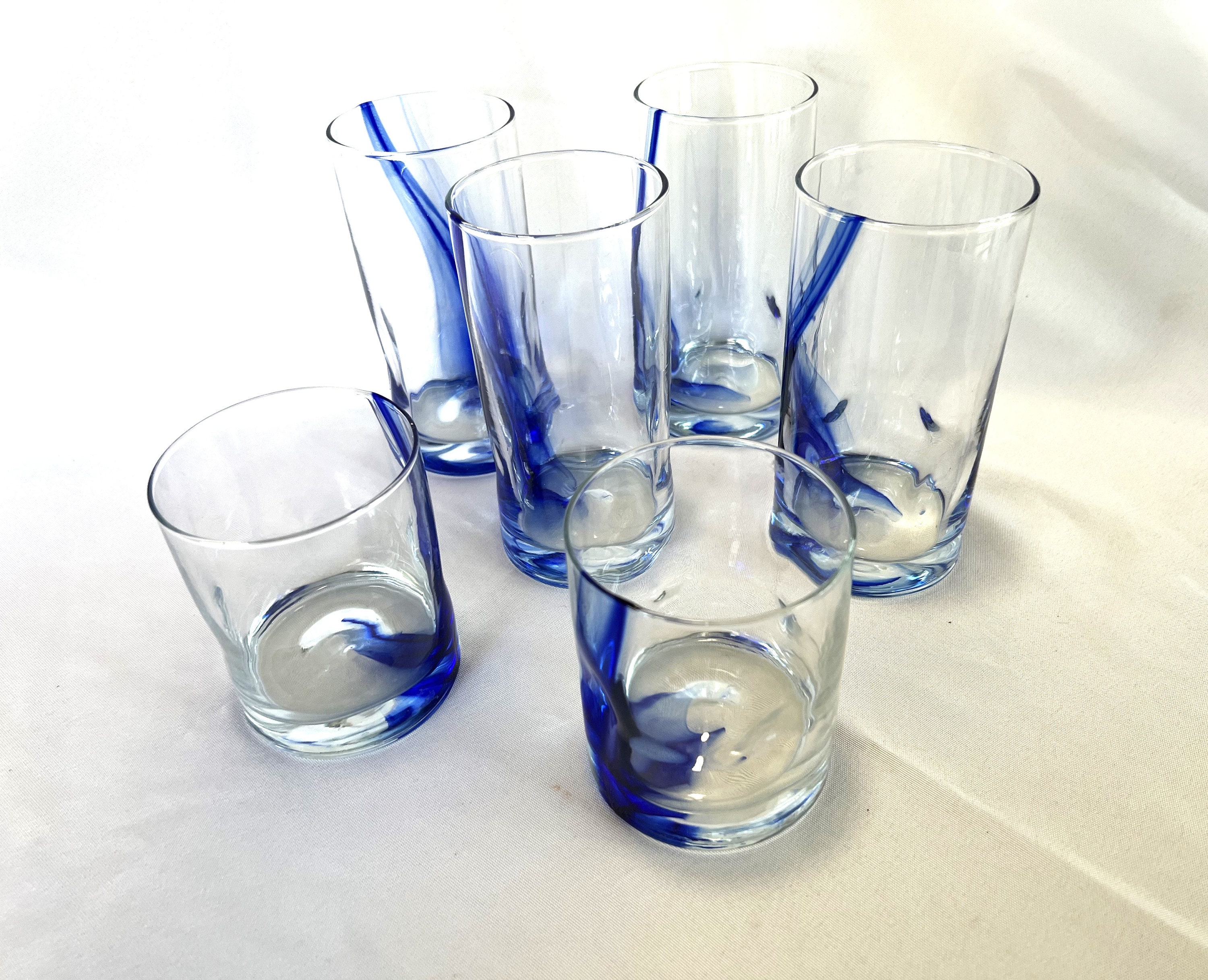Vintage Libbey Blue Ribbon Impressions Glasses Set Of 6 Tall Etsy