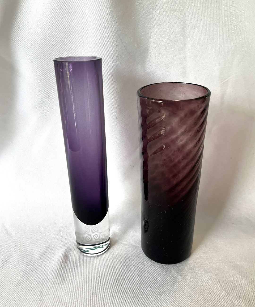 Vintage Royal Purple Crystal Vase and Amethyst Purple Optic Swirl ...
