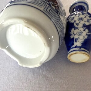 Vintage Chinoiserie Blue Flow Ware Porcelain Ceramic Bud Vase Gold Gilt ...